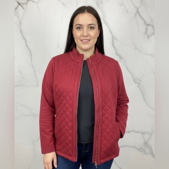 Laura Scott | Jackets & Coats | Laura Scott Womens Quilted Burgundy ...